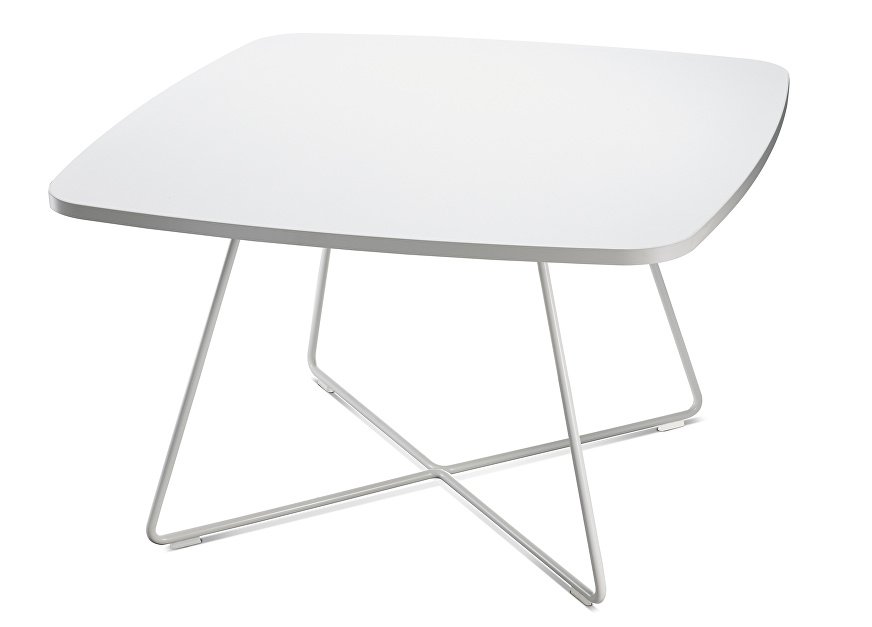 Swoosh square coffee table with wire base